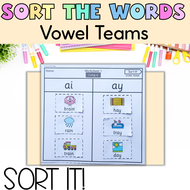 Sort It! Vowel Teams Sorting Worksheets | Long Vowel Spelling Patterns ...