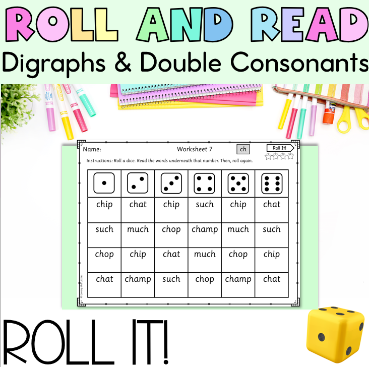 Roll It! Roll and Read Digraphs & Double Consonants | Decoding Fluency ...