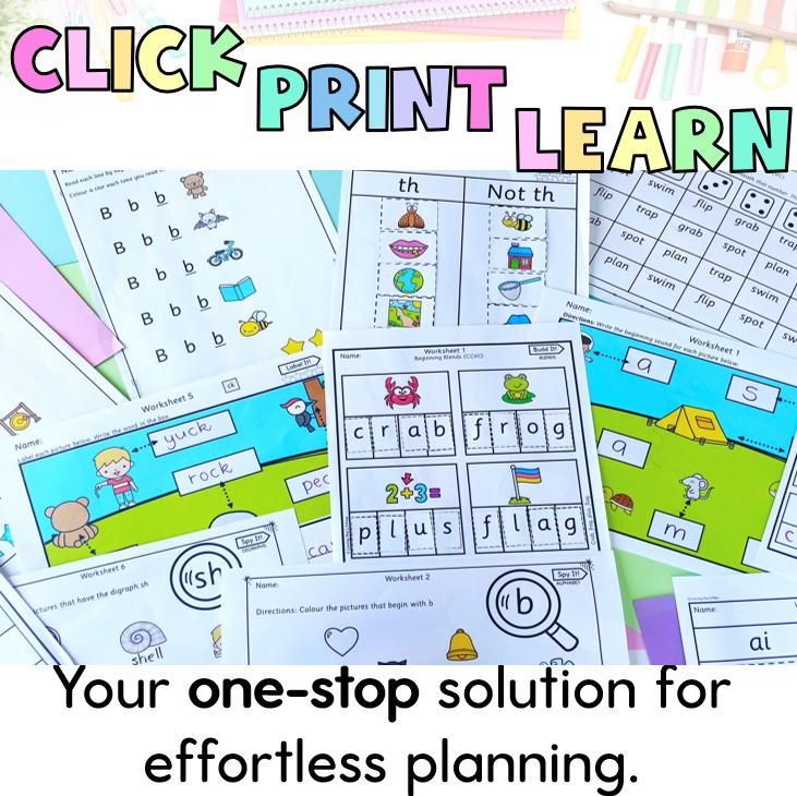 Click Print Learn | Prep/Kindergarten Year-Long No Prep Literacy Activ ...