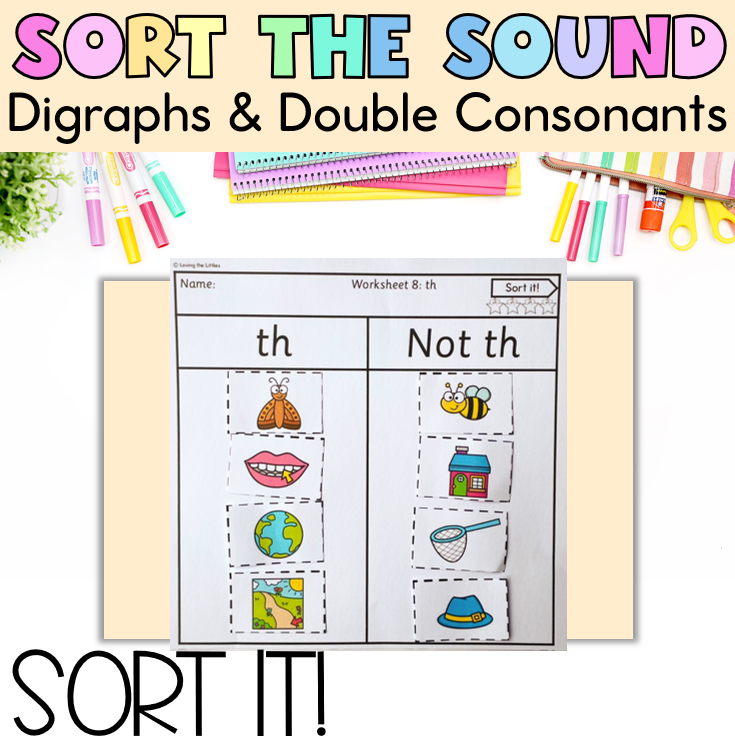 Sort It! Digraphs and Double Consonants Sound Sorting Worksheets for P ...