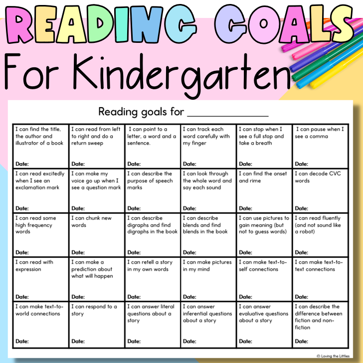 Kindergarten Reading Goals – Loving the Littlies
