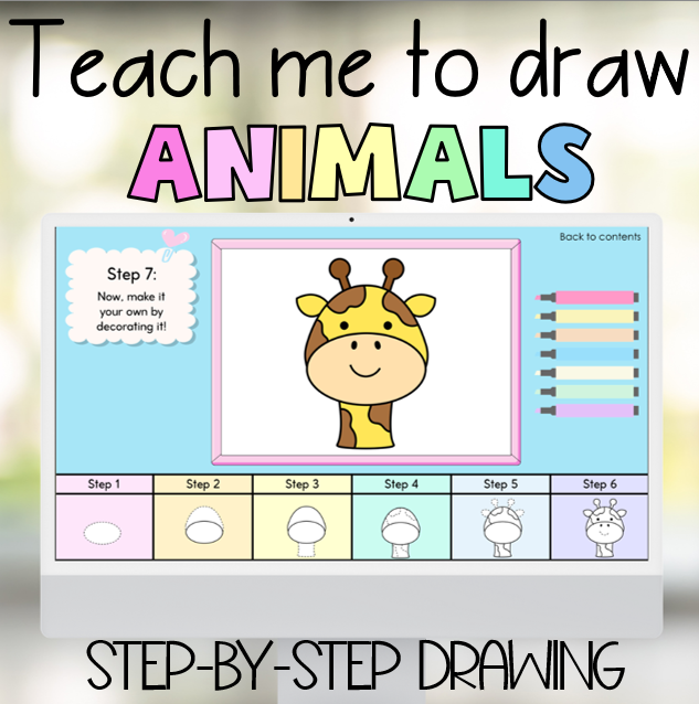 Step by Step Animal Drawing Slides | Explicit Directed Drawing Lessons ...