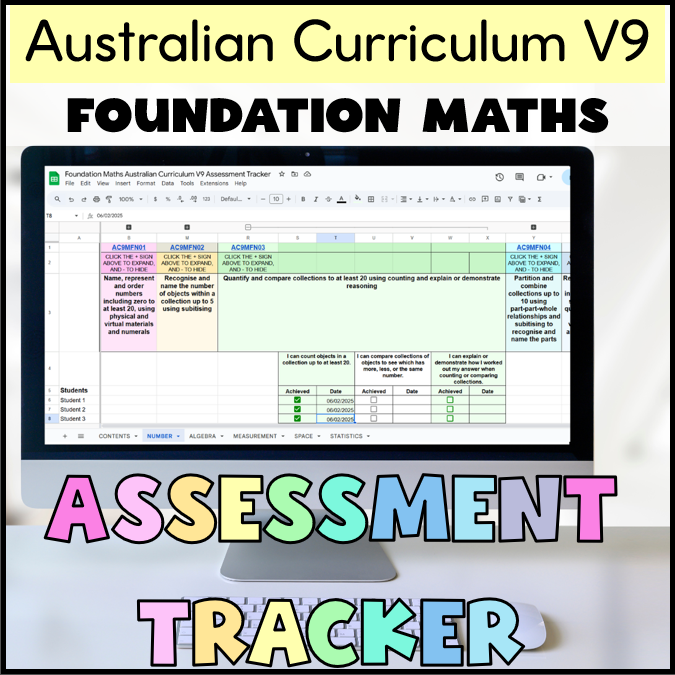 Google Sheets | Australian Curriculum V9 Foundation Maths Assessment T ...