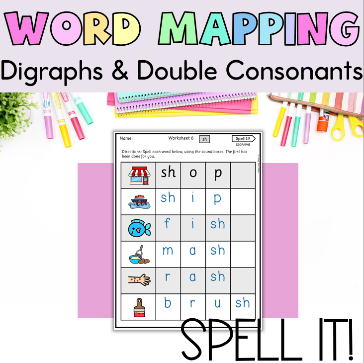 Spell It! Prep/Kindergarten Digraph and Double Consonant Spelling Acti ...