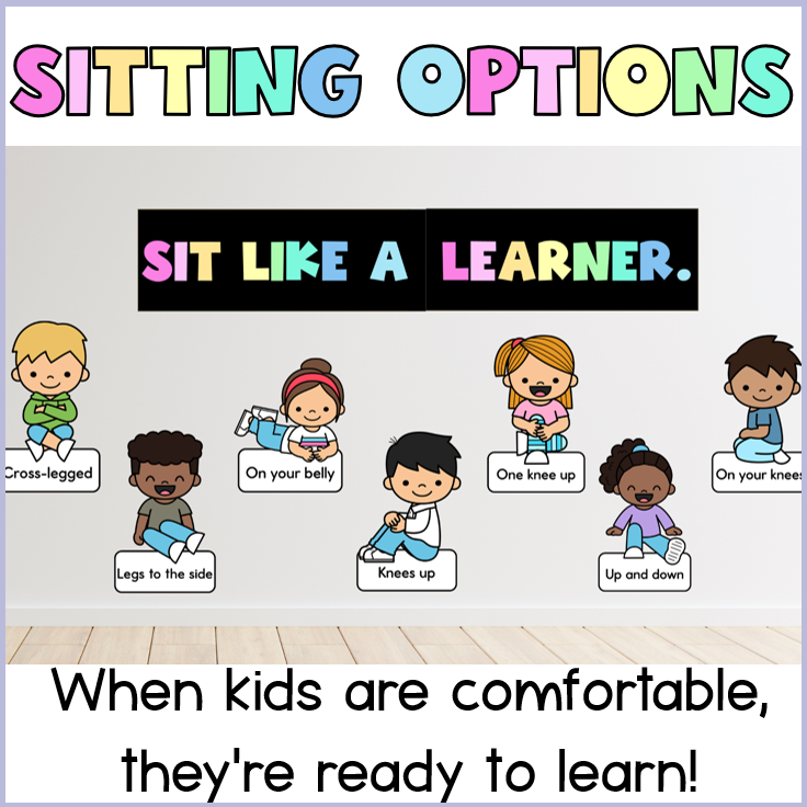 Sitting Options Display | Flexible Seating Visuals | Floor Time Choice ...