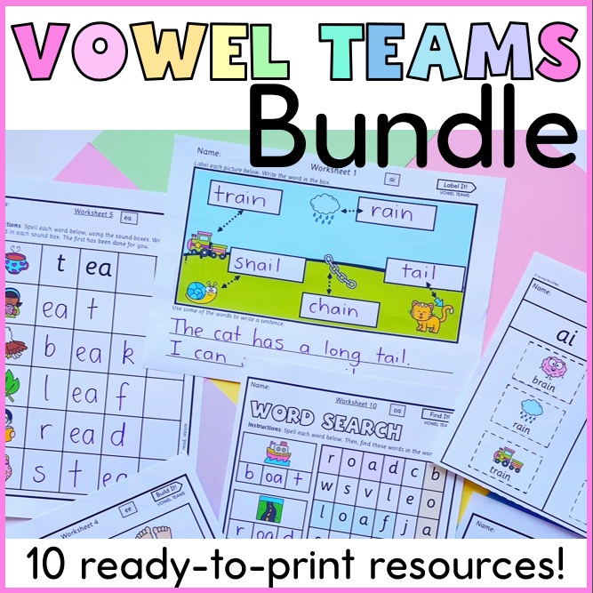 Vowel Team Bundle | Long Vowel Phonics Activities for Kindergarten ...