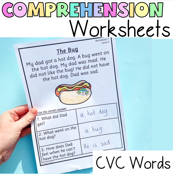 Comprehension Worksheets for Prep/Kindergarten | CVC Words – Loving the ...